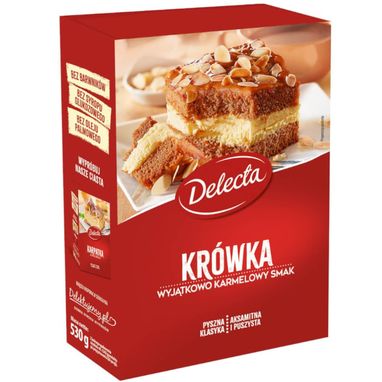 DELECTA CIASTO KRÓWKA Z KREMEM I POLEWĄ - 530G JESZ.TO